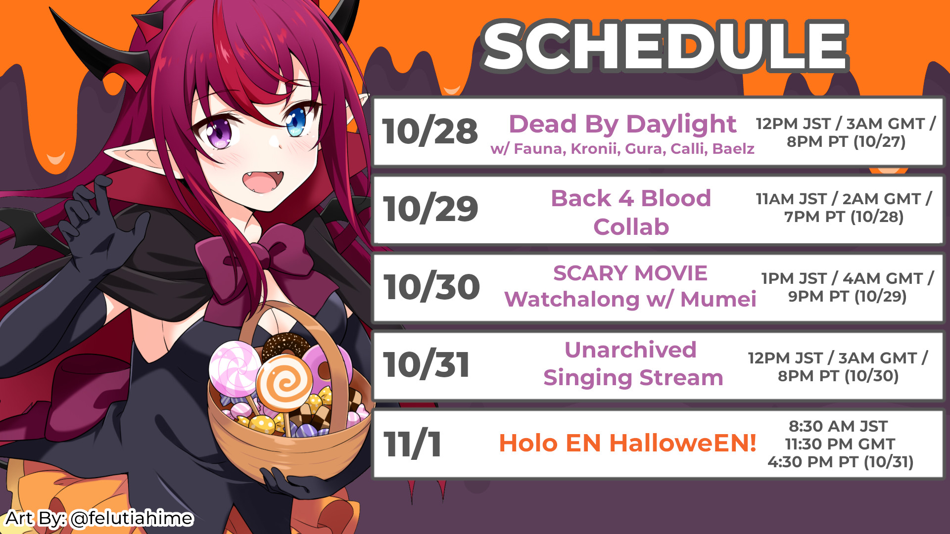 IRyS💎holoEN One Step at a Time & Gravity on Twitter: "💎Schedule (OCT28-NOV1)💎 Halloween week ...