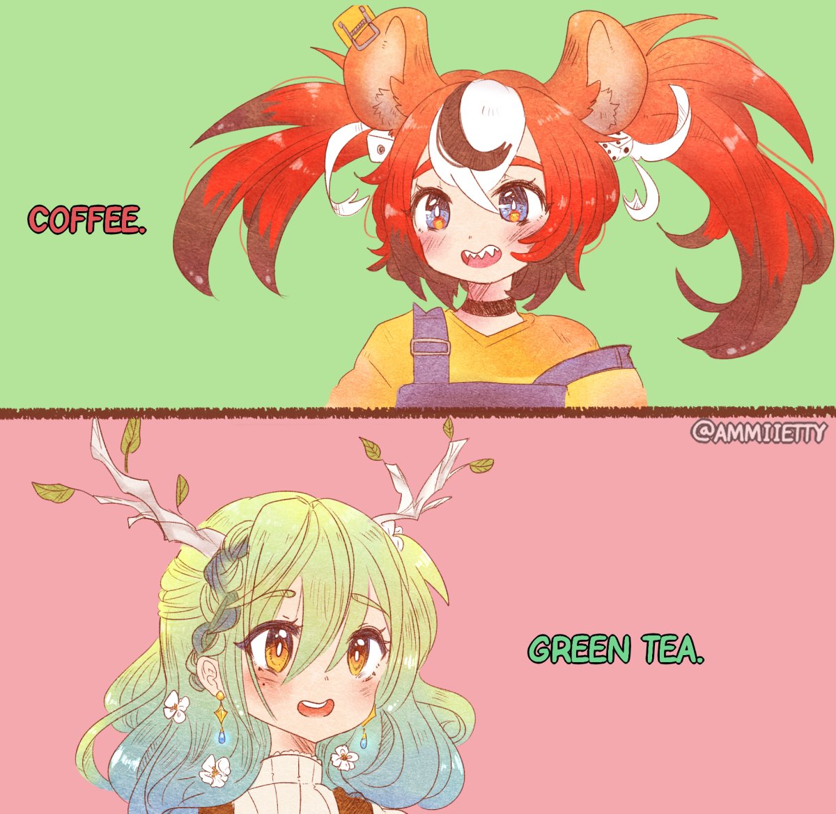 Cawfee! Gween Tea! (Artist: Ammiietty) : r/Hololive