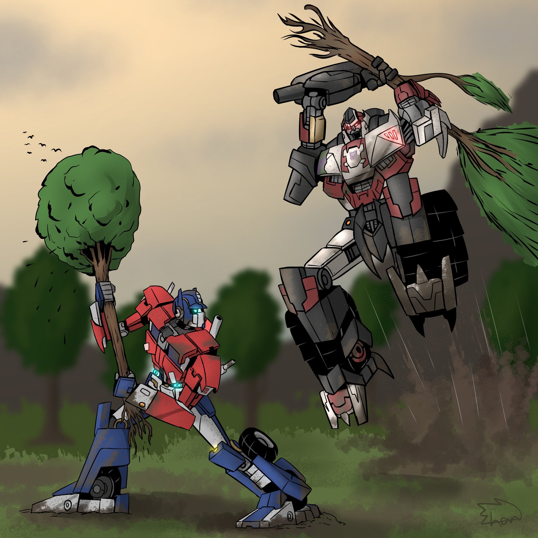 Transformers 2 Megatron Vs Optimus Prime Forest Fight