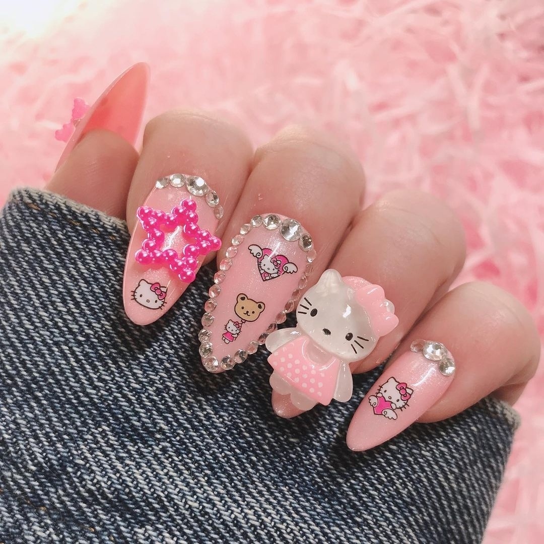 Cute Hello Kitty Acrylic Nails