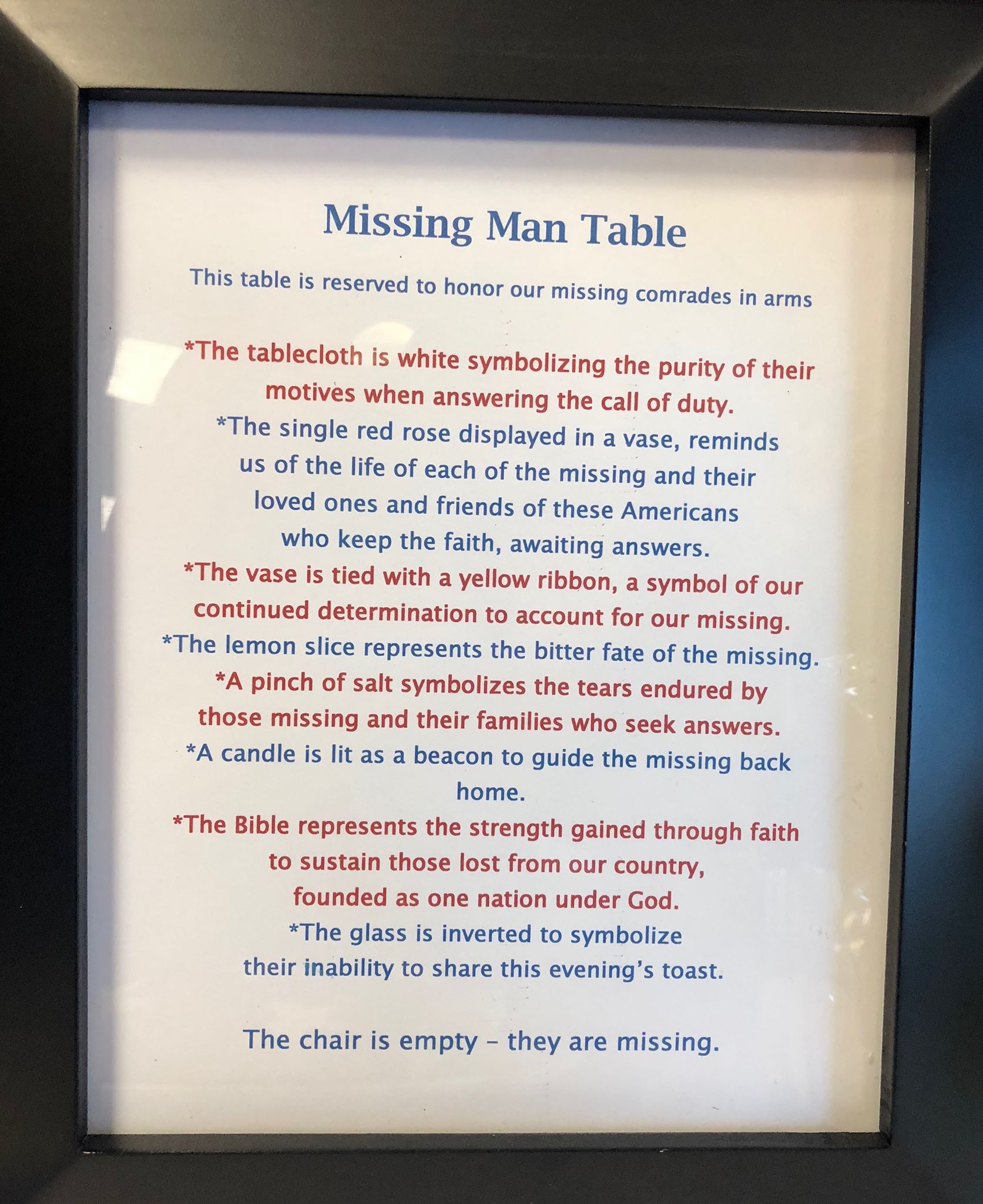 Missing Man Table Script Sioux Falls Scheels Shares Heartfelt Tribute