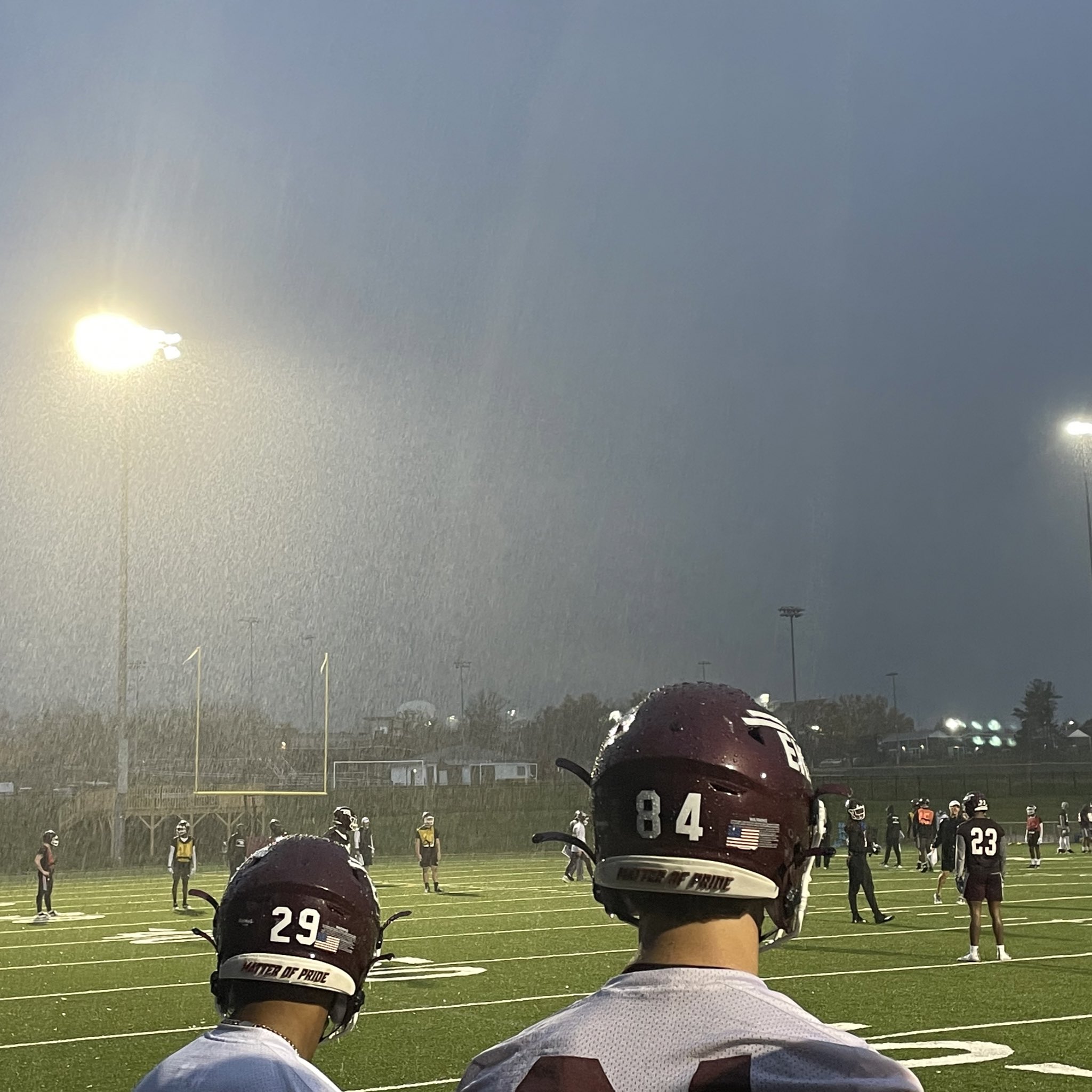 Football Field Night Rain