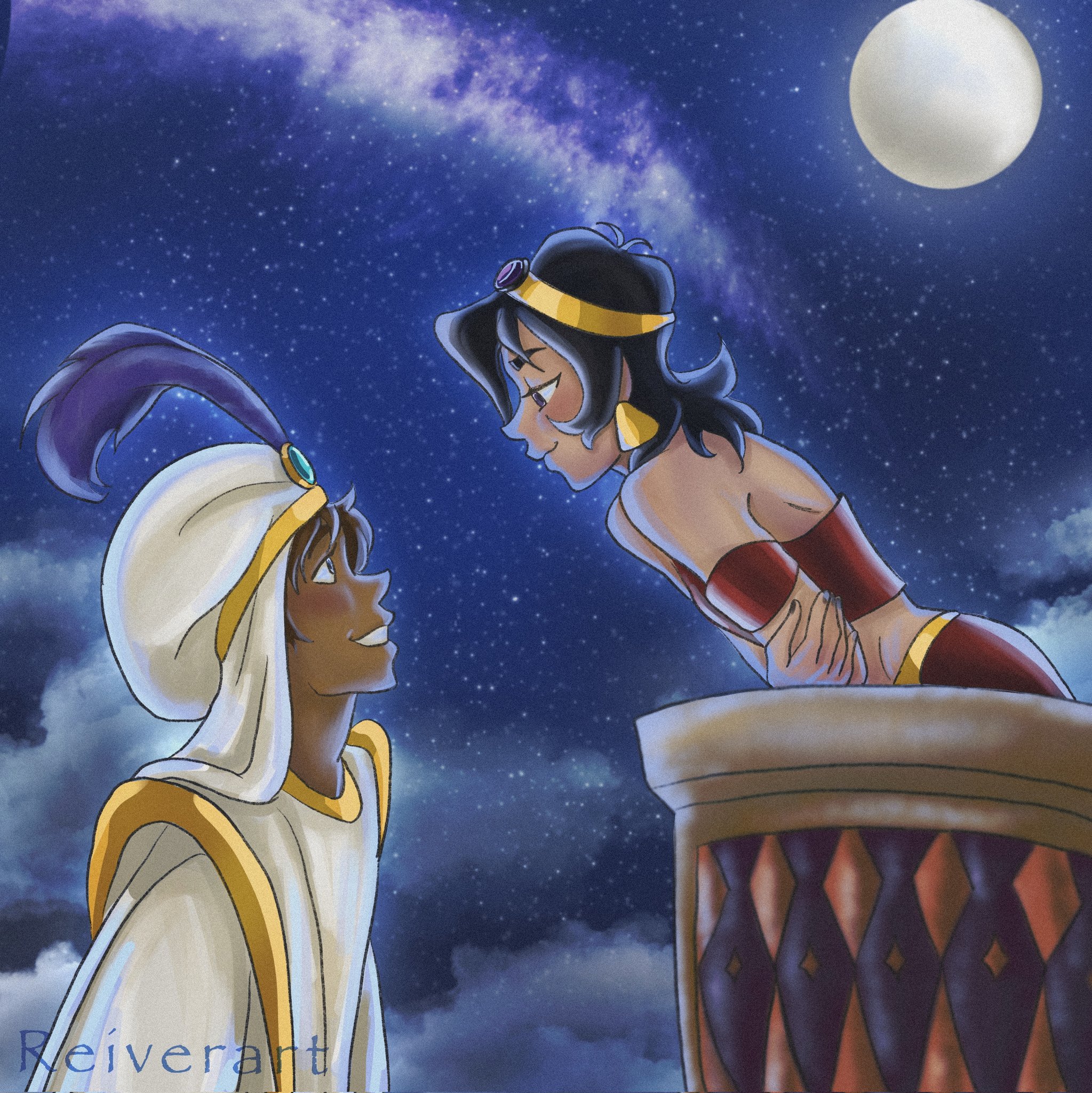 Aladdin And Jasmine Balcony Drawing