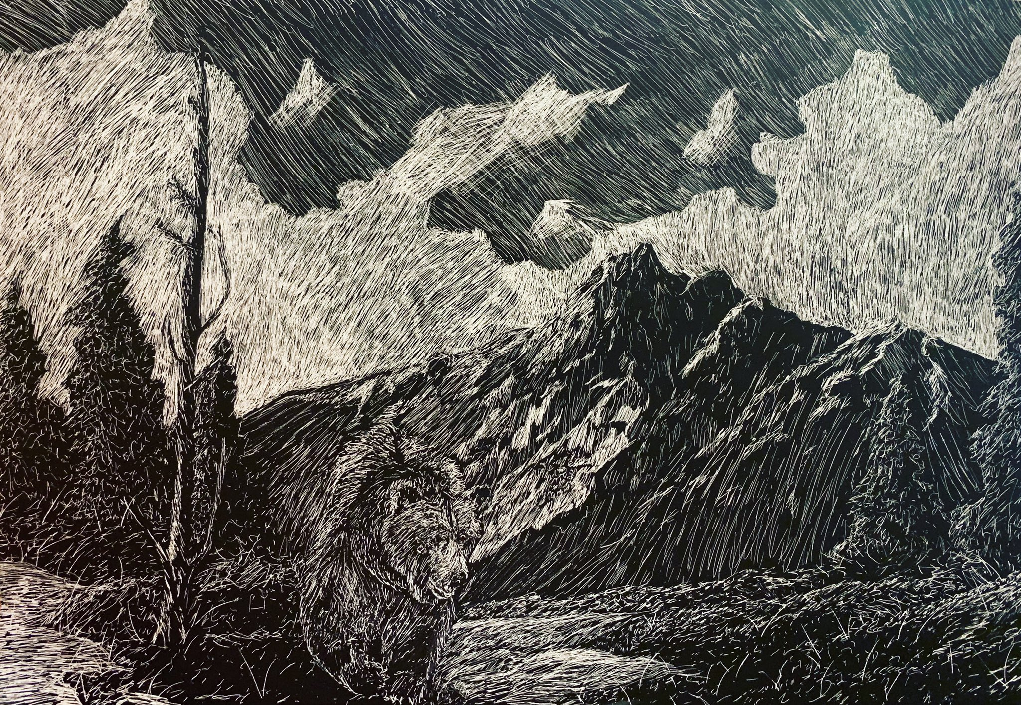 Scratchboard Art Landscape