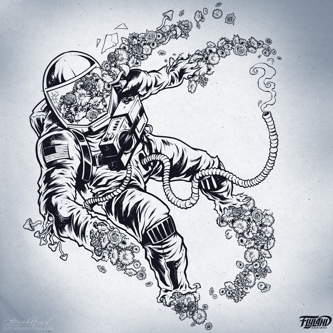Astronaut Ink Drawing