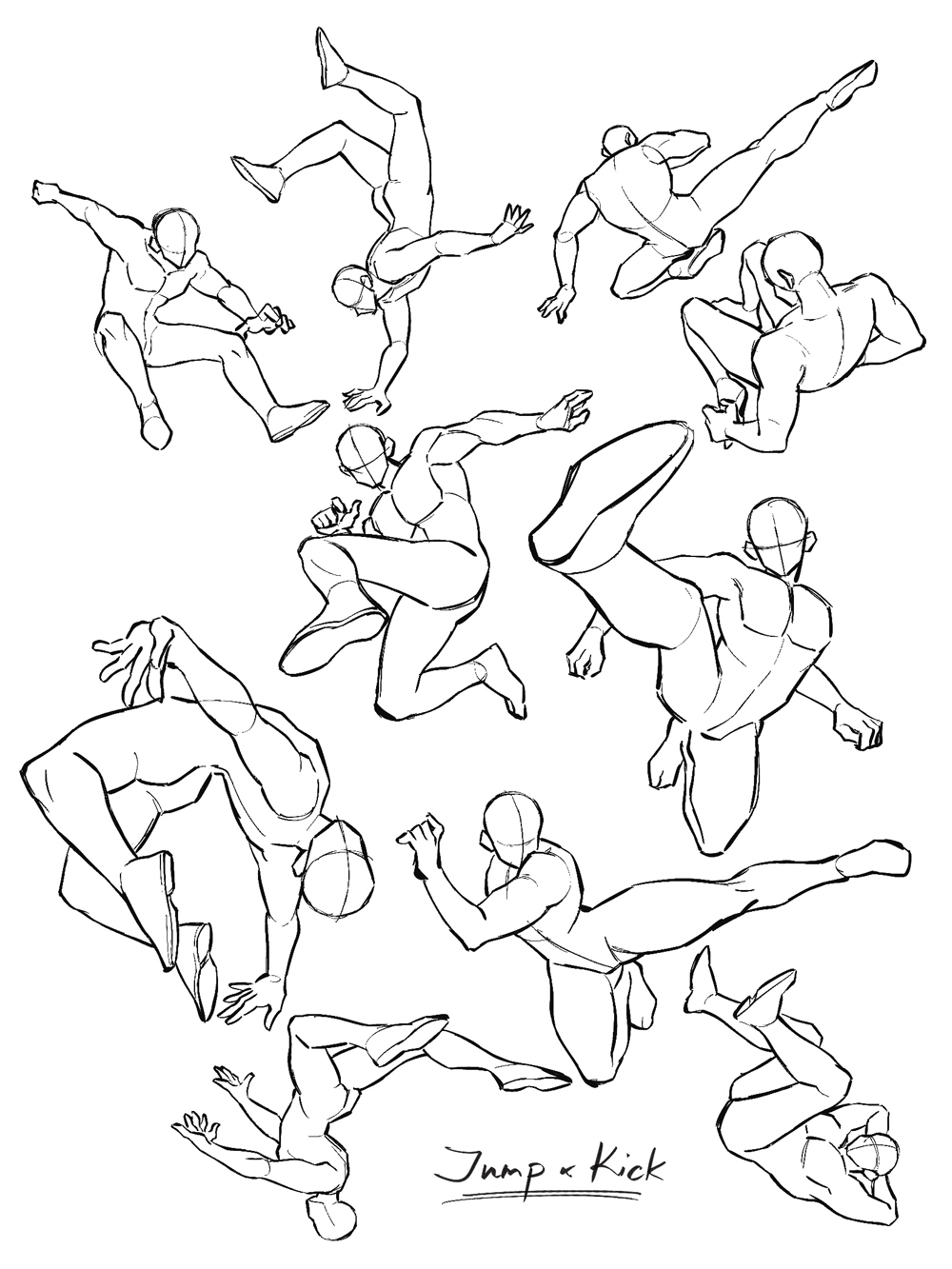 Jumping Poses Drawing