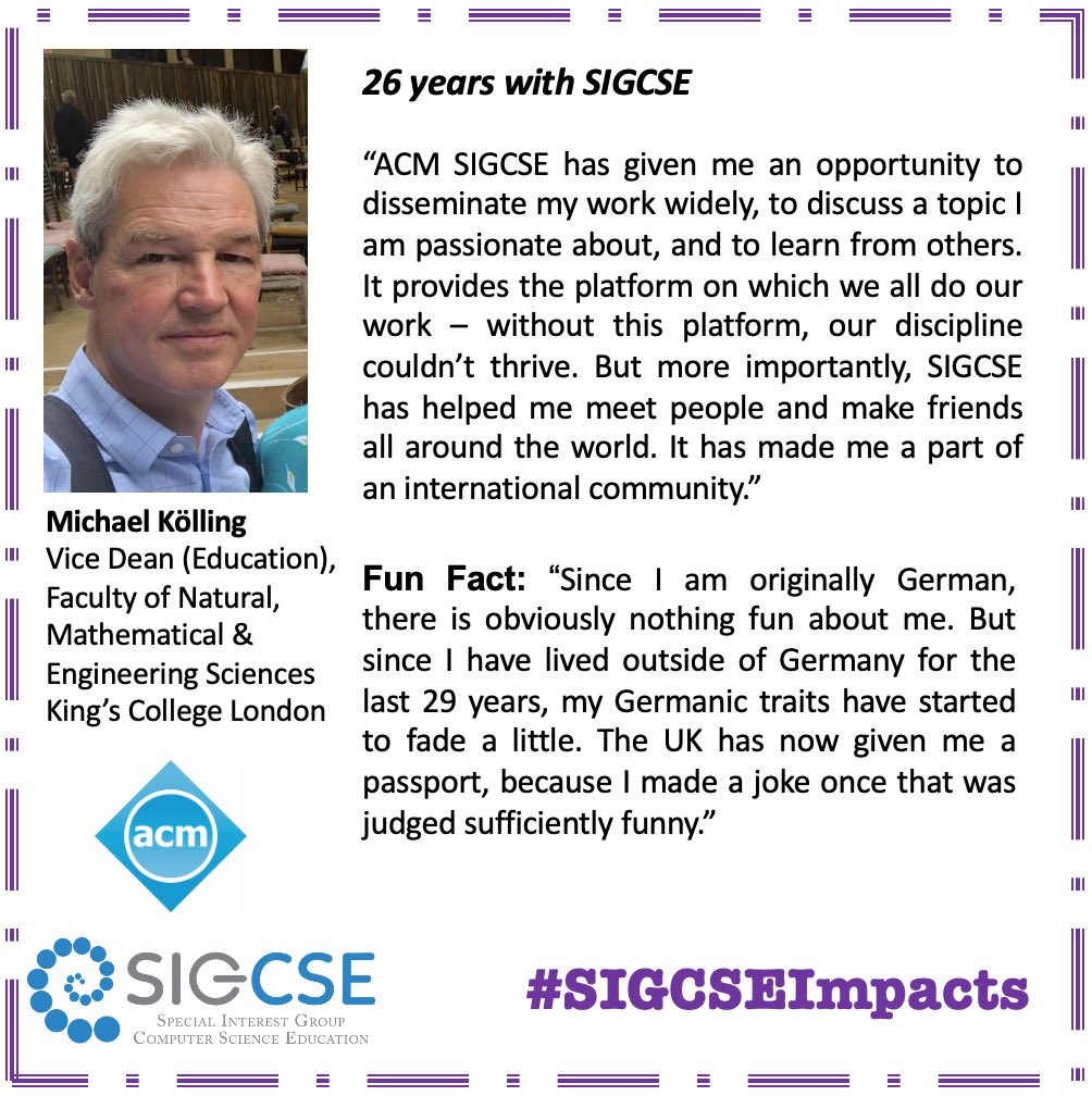 ACM SIGCSE on Twitter: "#SIGCSEImpacts, #Nov2021, #MichaelKolling…