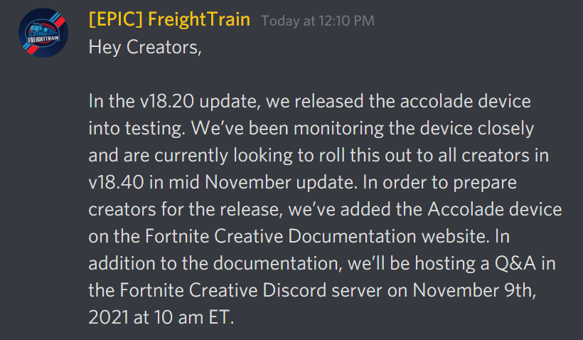 iFireMonkey on Twitter: "Epic Games have added the Creative Accolade device to the Fortnite ...
