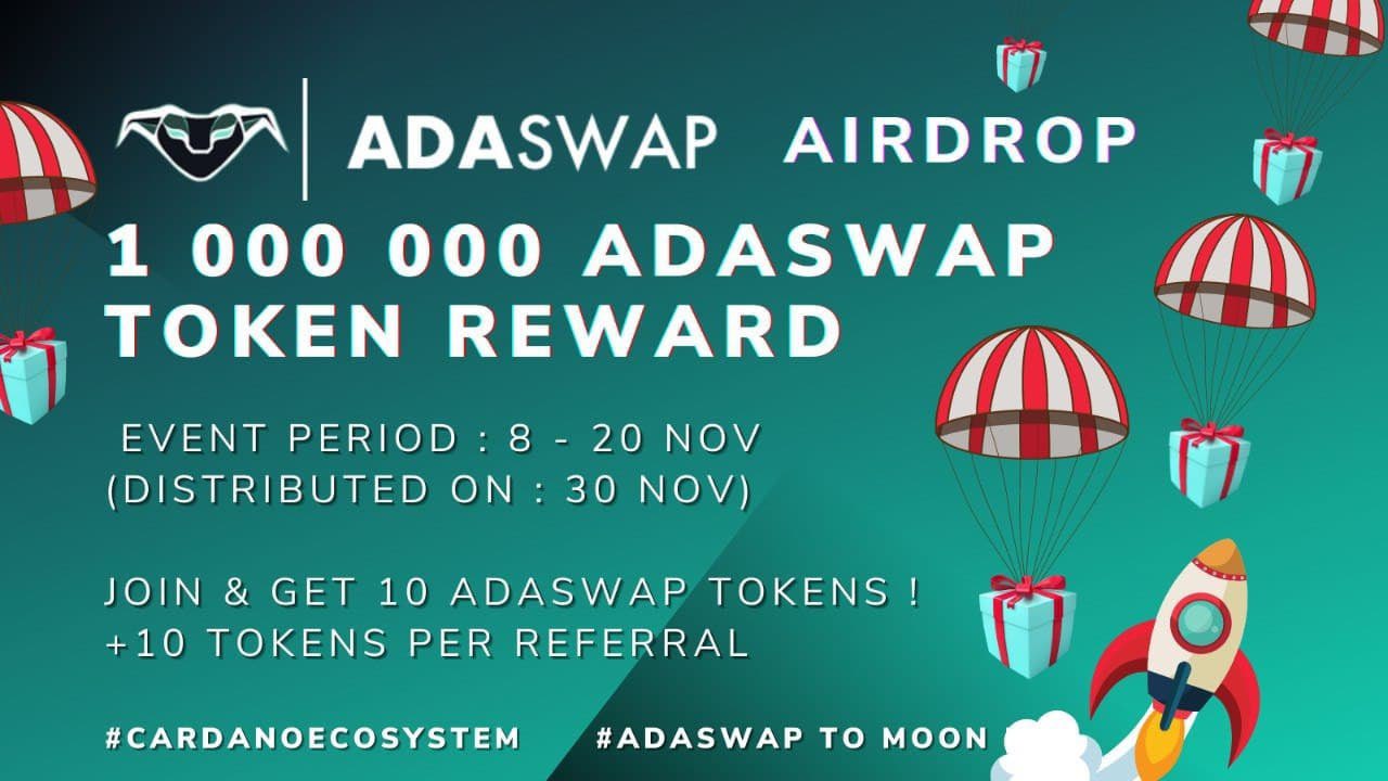 AdaSwap - The next-gen Cardano DEX! on Twitter: "🔥🔥 Adaswap Community Airdrop 🔥🔥 💰 RewardPool: 1 ...