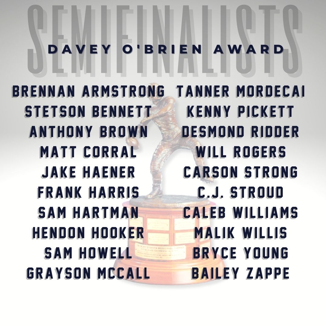 Davey O'Brien National Quarterback Award on Twitter: "Congratulations to the 20 semifinalists ...