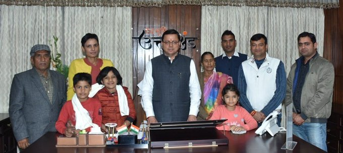 Uttarakhand CM Pushkar Singh Dhami today met Lt Jyoti Nainwal, the wife ...
