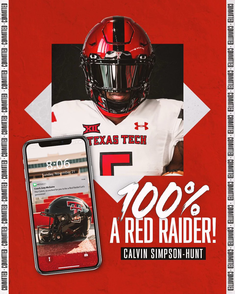 2023 3* CB Calvin Simpson-Hunt commits to Texas Tech : r/CFB