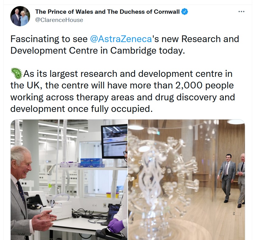 Prince Charles opens a swanky new Astrazeneca research centre in ...