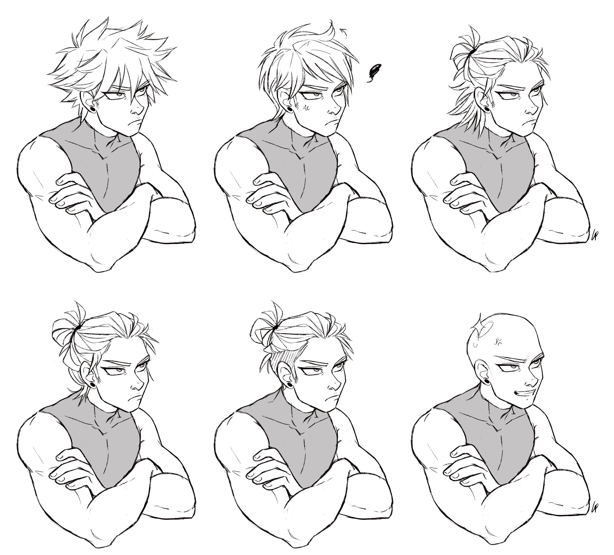 Man Bun Hairstyle Drawing Free Vectors | Man Bun Hair