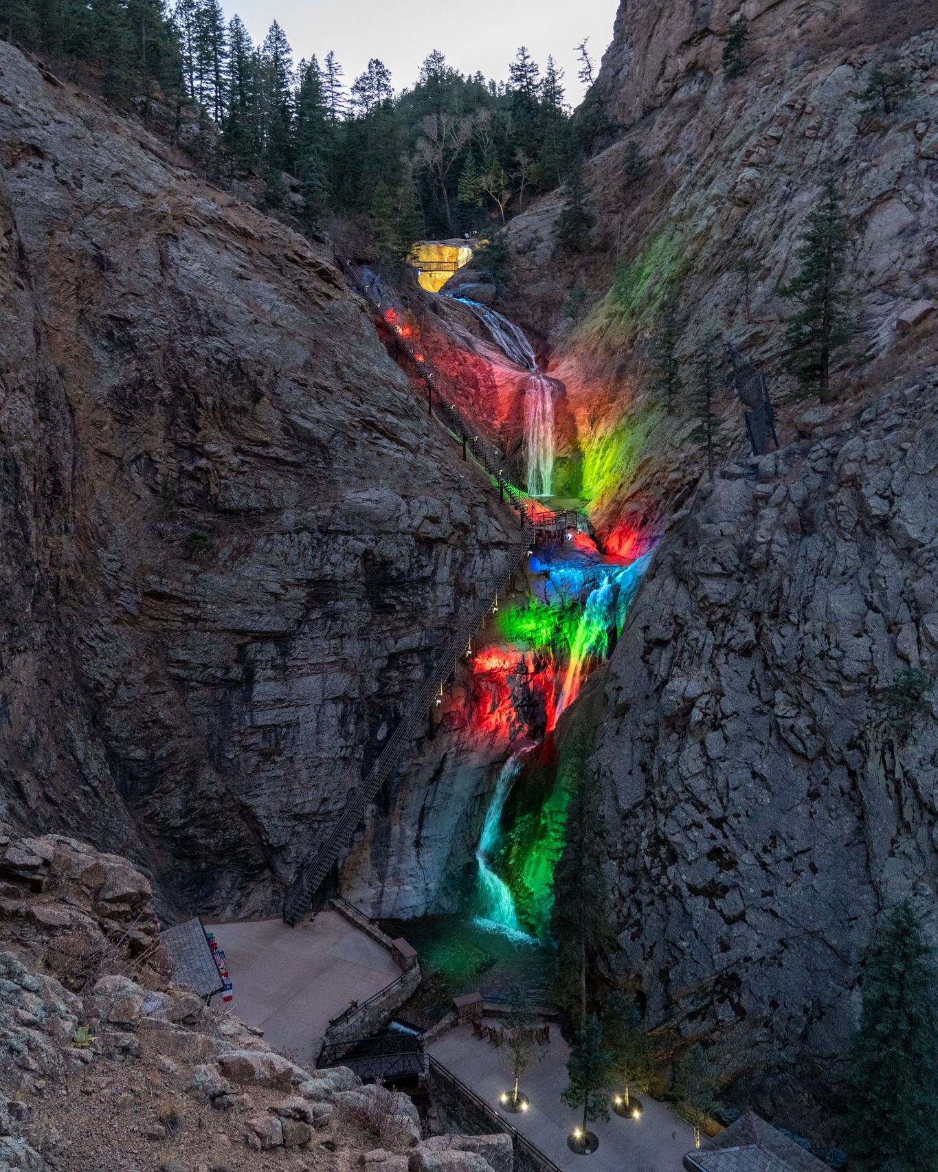 Seven Falls Colorado Springs Night