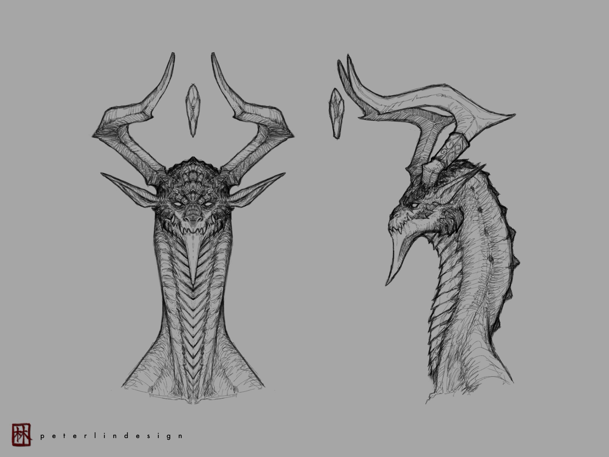 Dragon Horns Drawing
