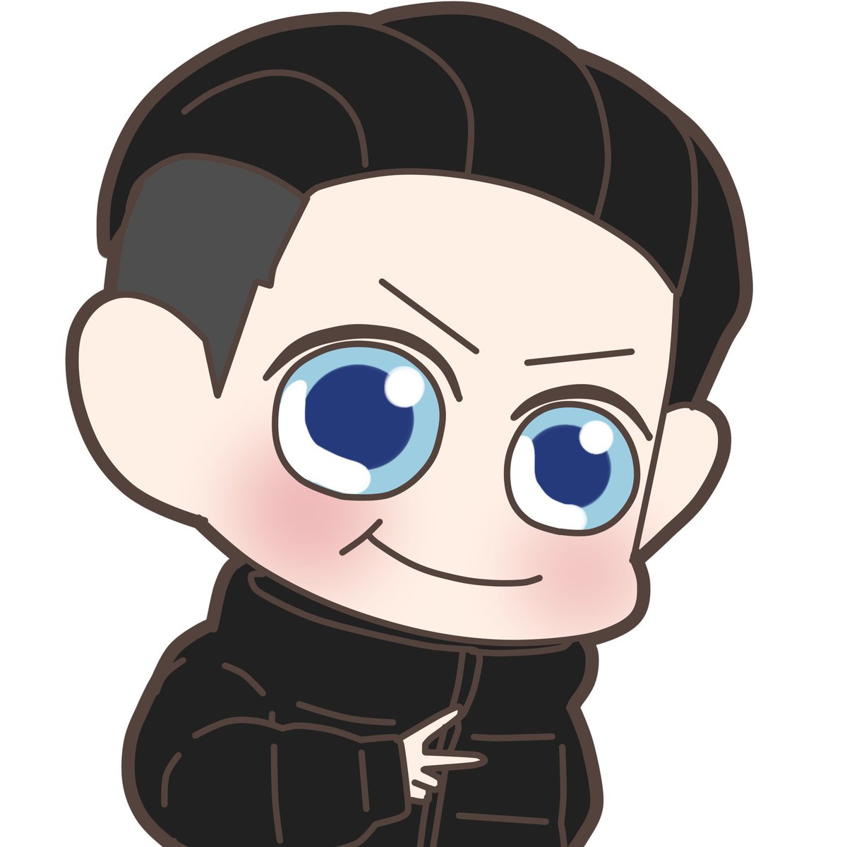 1boy male focus blue eyes solo animification chibi smile illustration ...