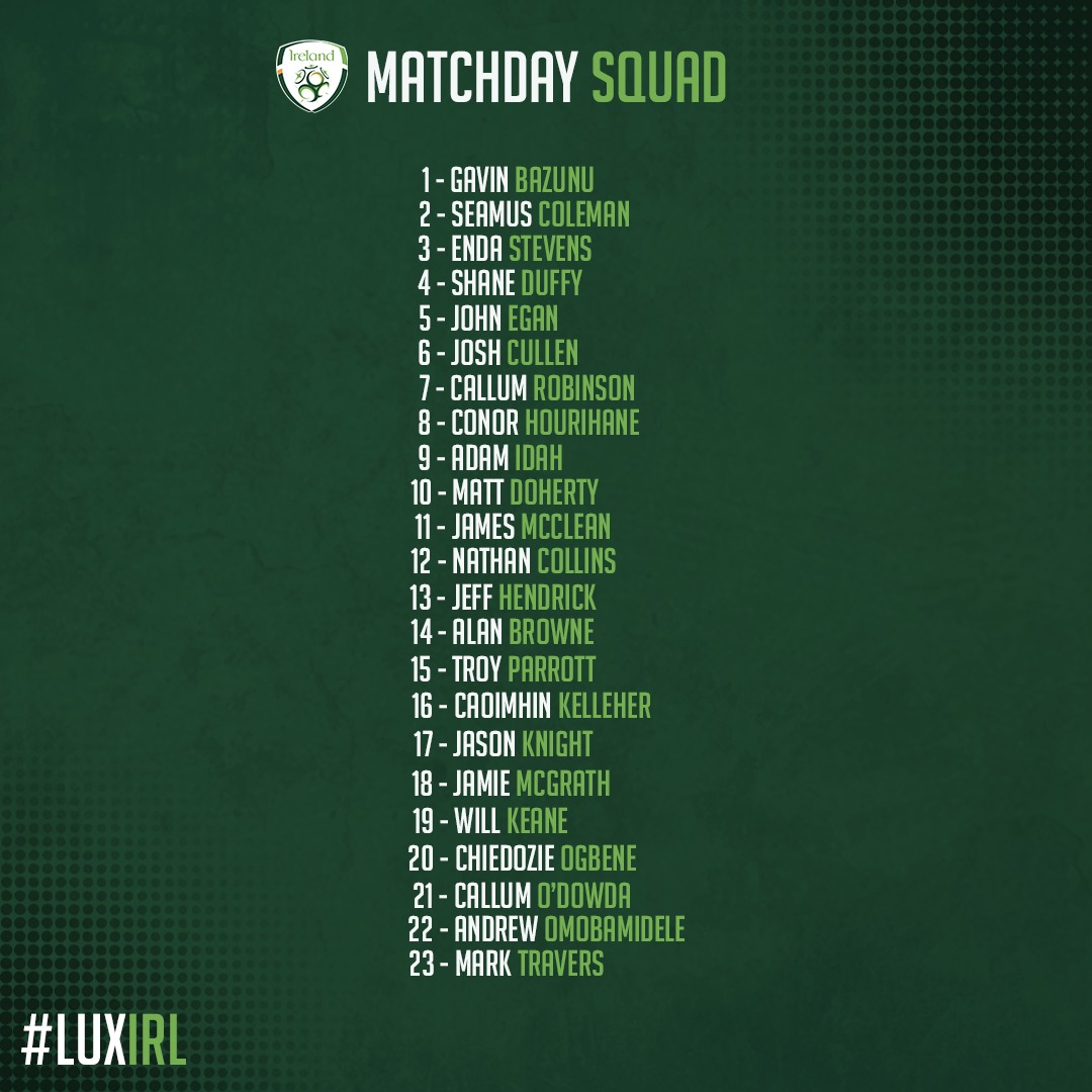 Match-day Squad | Luxembourg v Ireland Andrew Omobamidele is named in ...