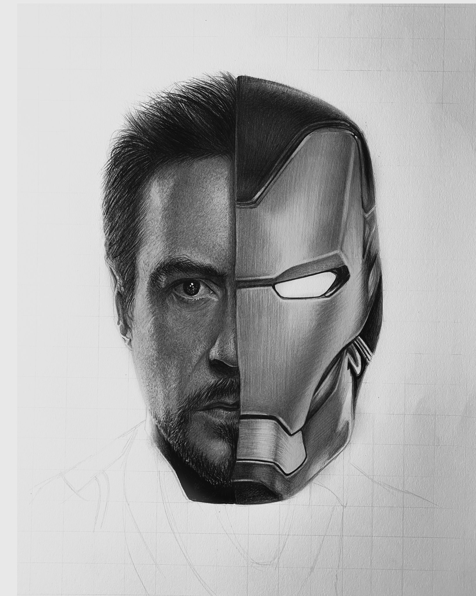 Iron Man Helmet Drawing In Pencil