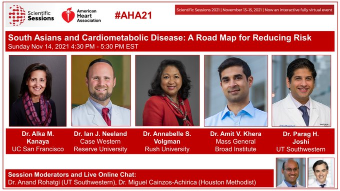 Anand Rohatgi on Twitter: "Great session #AHA2021 on South Asians and Cardiometabolic Disease: a ...