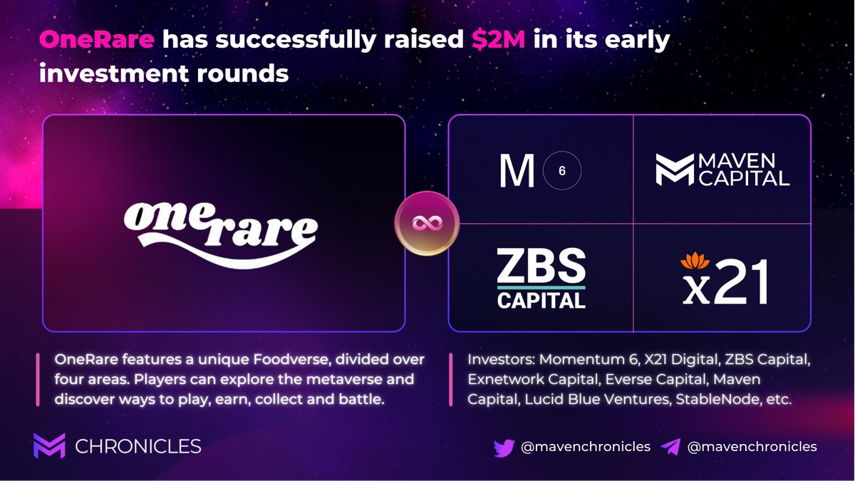 Maven Chronicles on Twitter: "💰 OneRare has successfully raised $2M in its early investment ...
