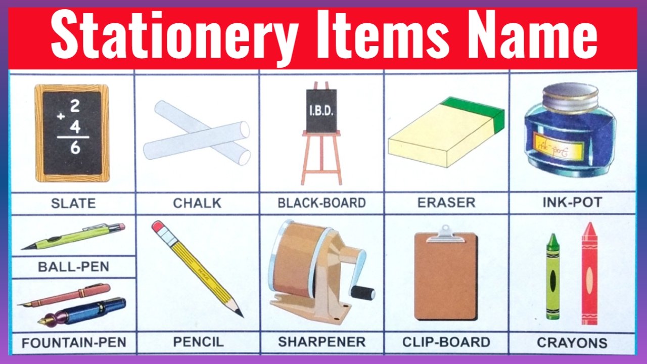 Stationery Items Names