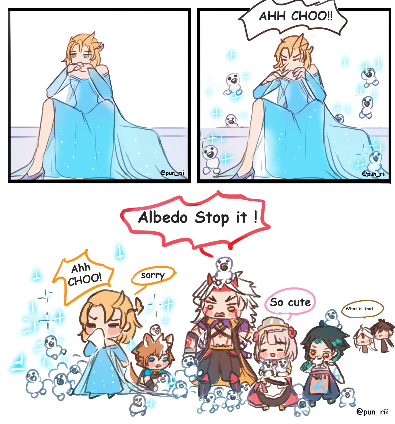 P•THX HYV (🔶&👹) on Twitter: ""AH CHOO!" 😅 #albedo #noelle #xiao #zhongli #itto #gorou #Ningguang ...