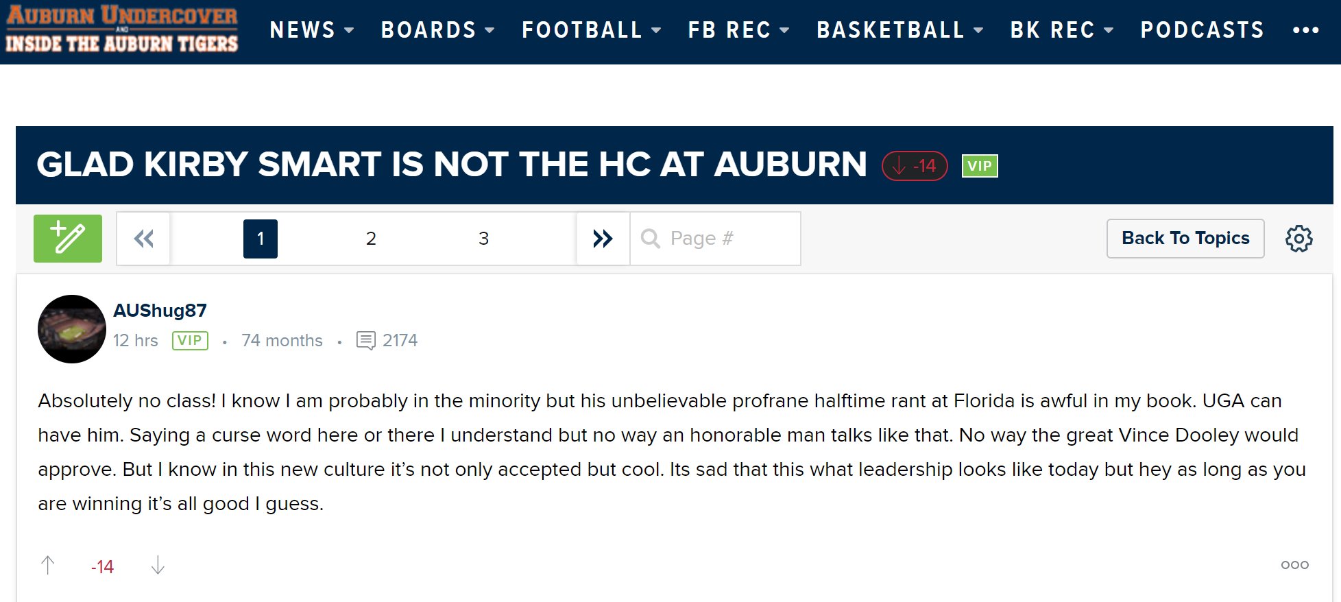 Message Board Geniuses on Twitter: "#Auburn fan would not want Kirby Smart to coach the #Tigers ...