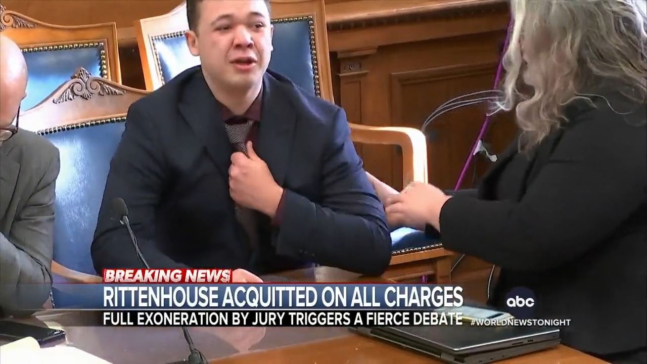 World News Tonight on Twitter: "RITTENHOUSE FOUND NOT GUILTY ON ALL ...