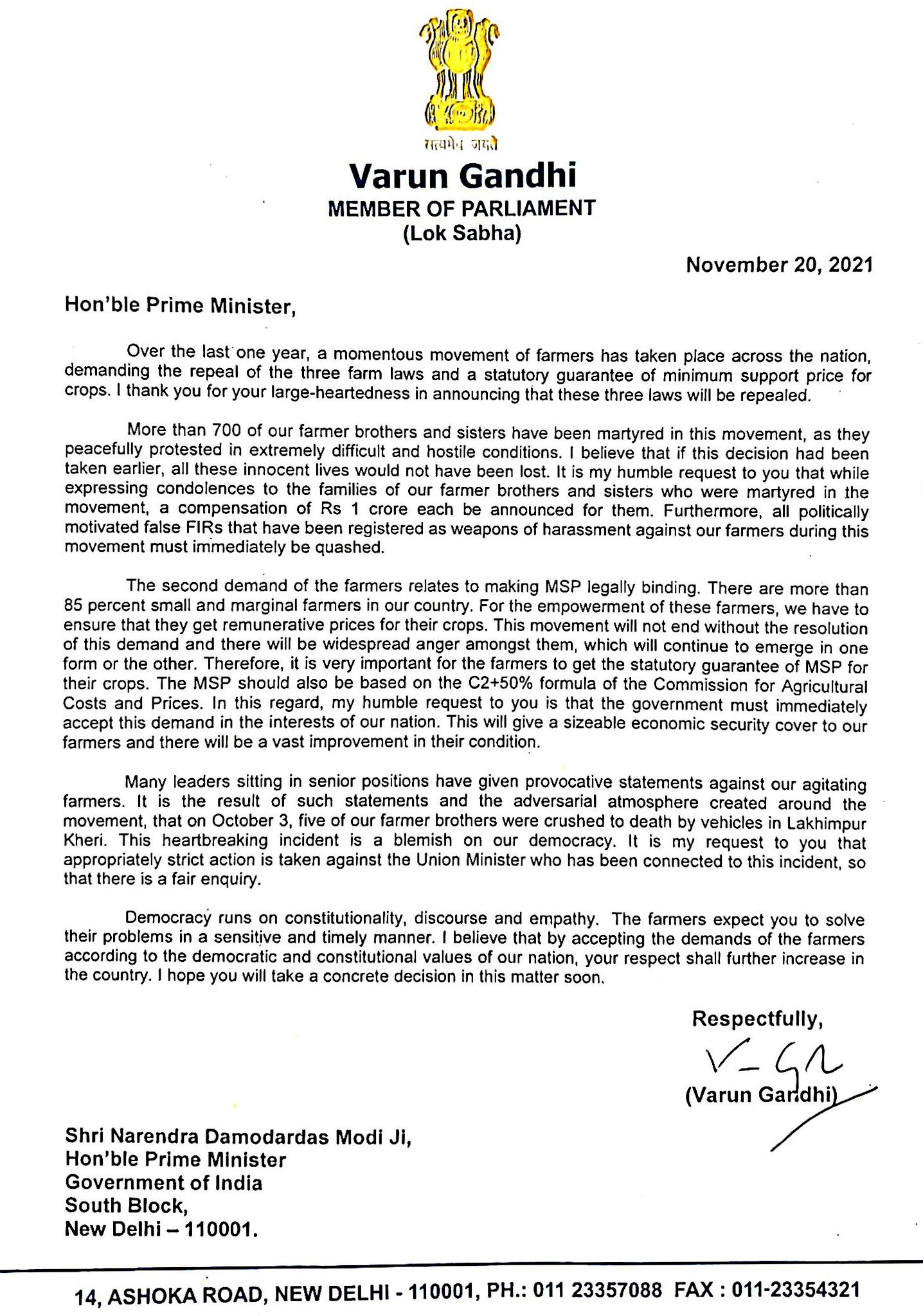 Varun Gandhi On Twitter I Welcome The Announcement Of The Withdrawal