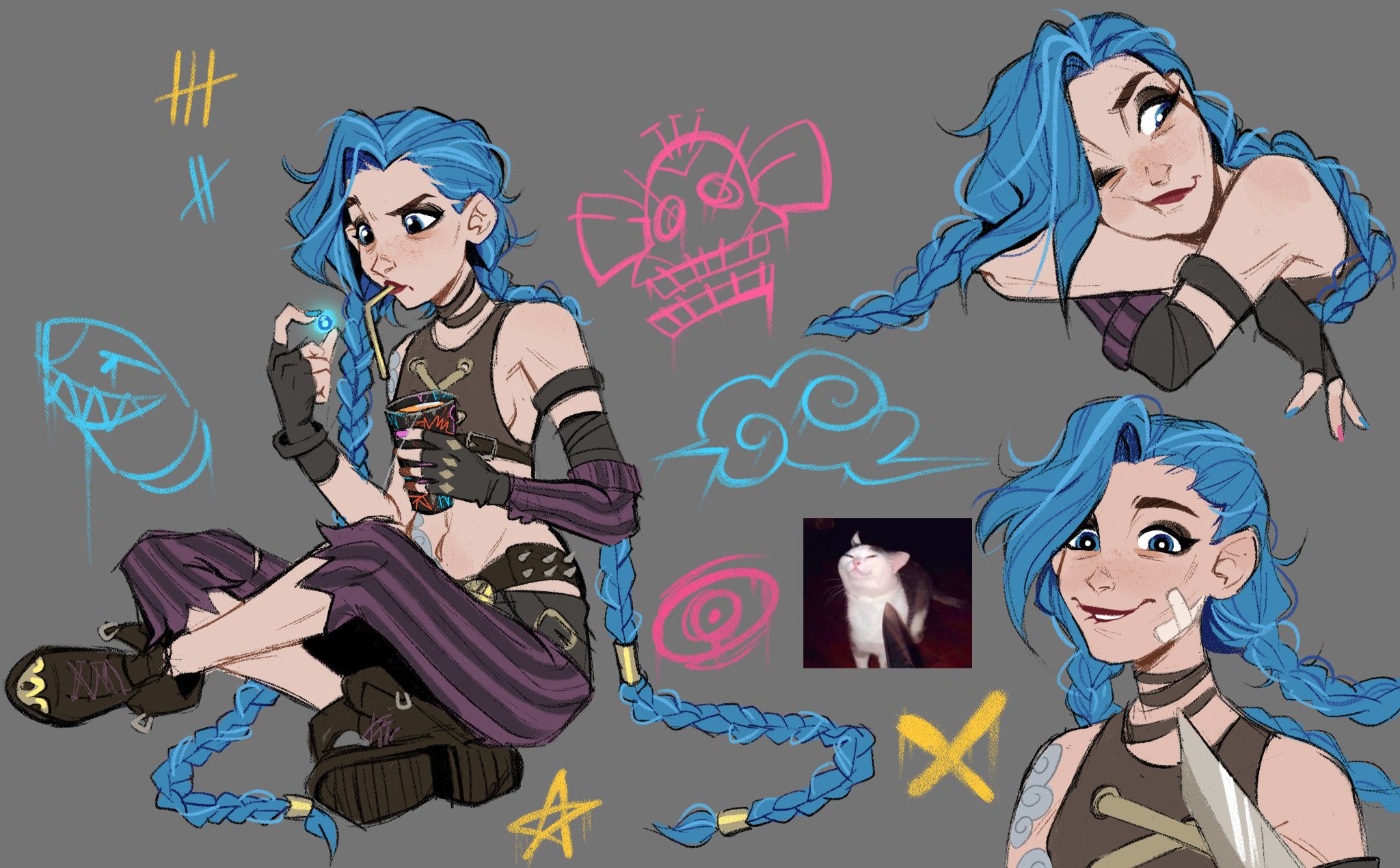 Ant on Twitter: "RT @lumieluna: Some more Jinx doodles cos I'm obsessed #arcane #jinx # ...