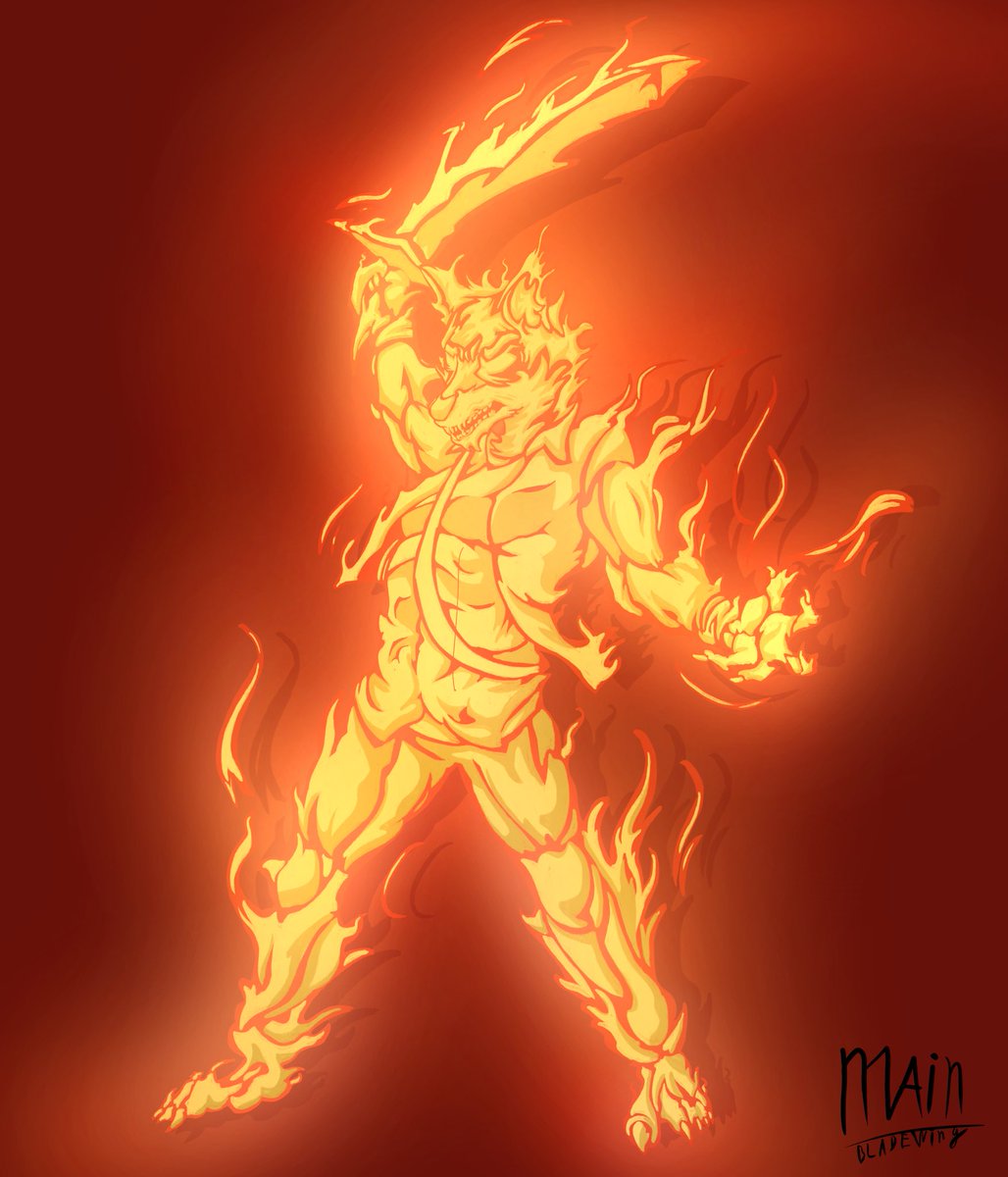 Fire Elemental Man Fire Demon, By Me, Digital Art, 2021 : R/Art
