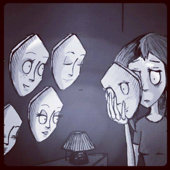 Hiding Behind A Mask Drawing