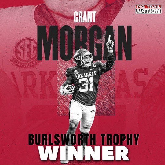 Arkansas LB, Grant Morgan, is the 2021 Burlsworth Trophy Winner : r/CFB