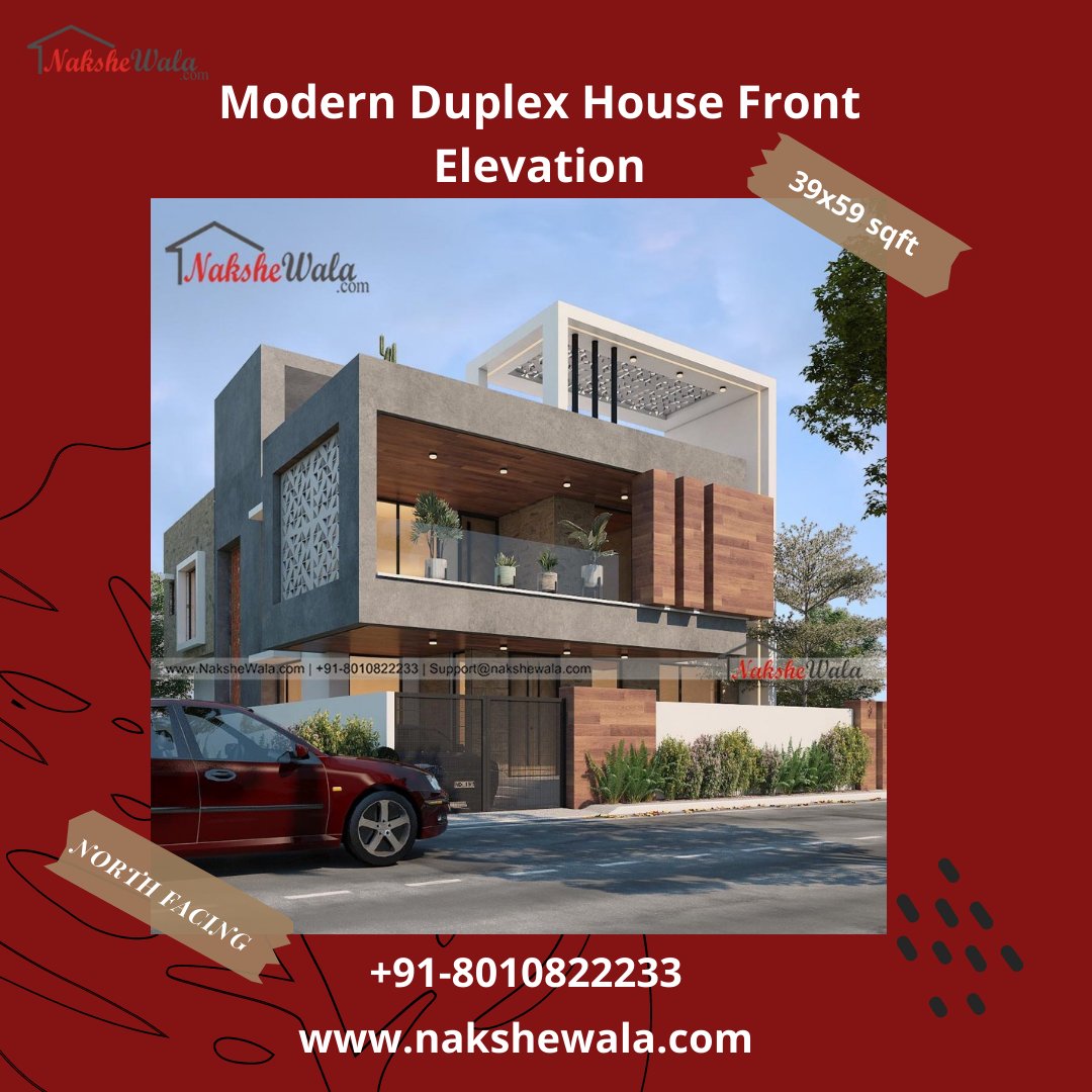 Modern Front Elevation Of Duplex House