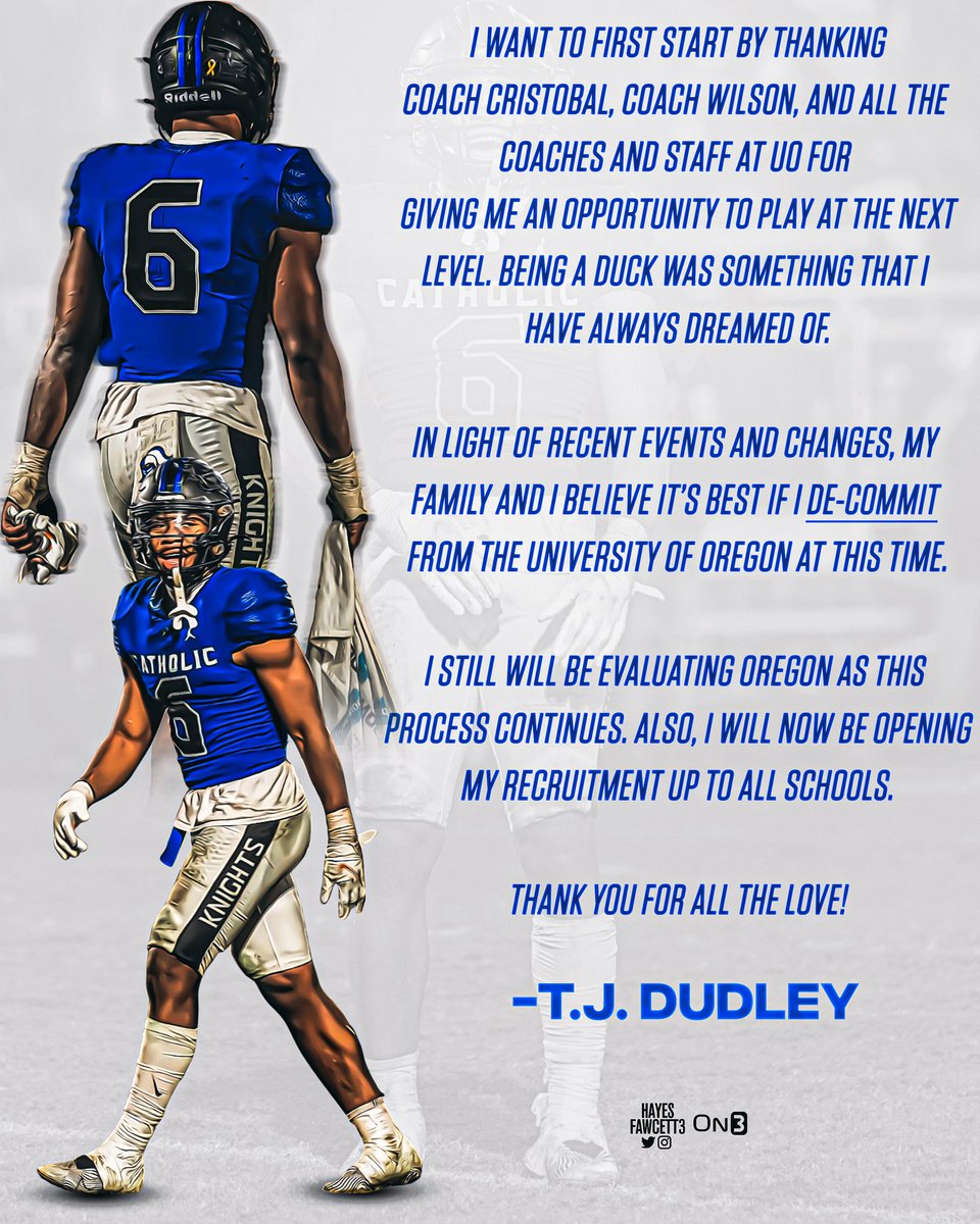 2022 4* LB TJ Dudley has decommitted from Oregon : r/CFB