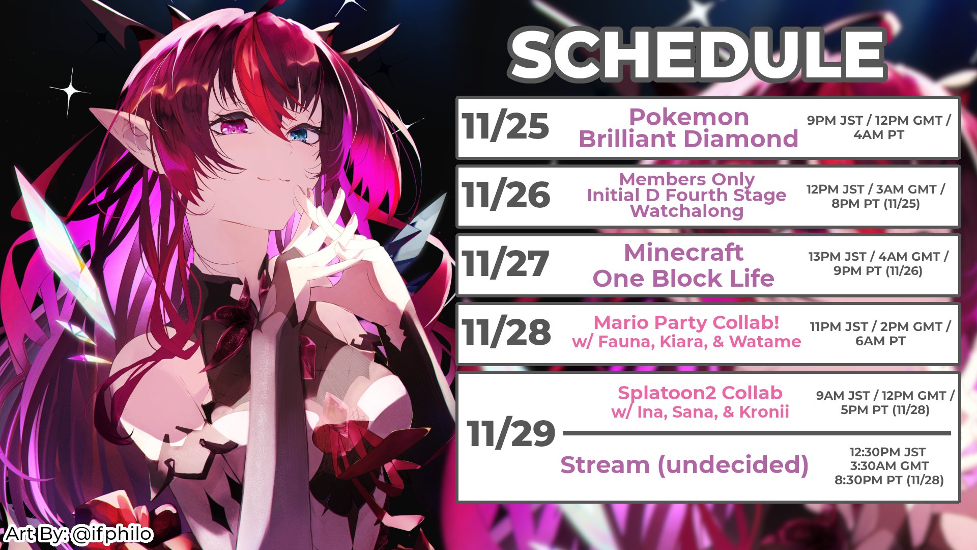 IRyS💎holoEN One Step at a Time Released! on Twitter: "💎Schedule (NOV25-NOV29)💎 Upcoming Schedule ...