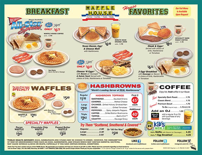 Waffle House Menu Prices