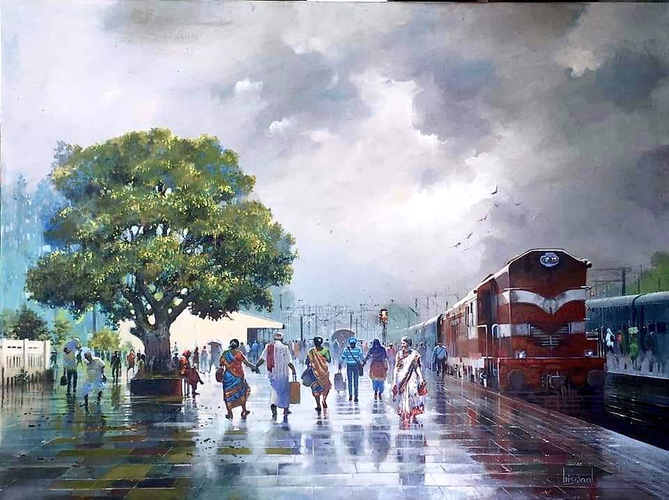 Indian Railway Station Drawing