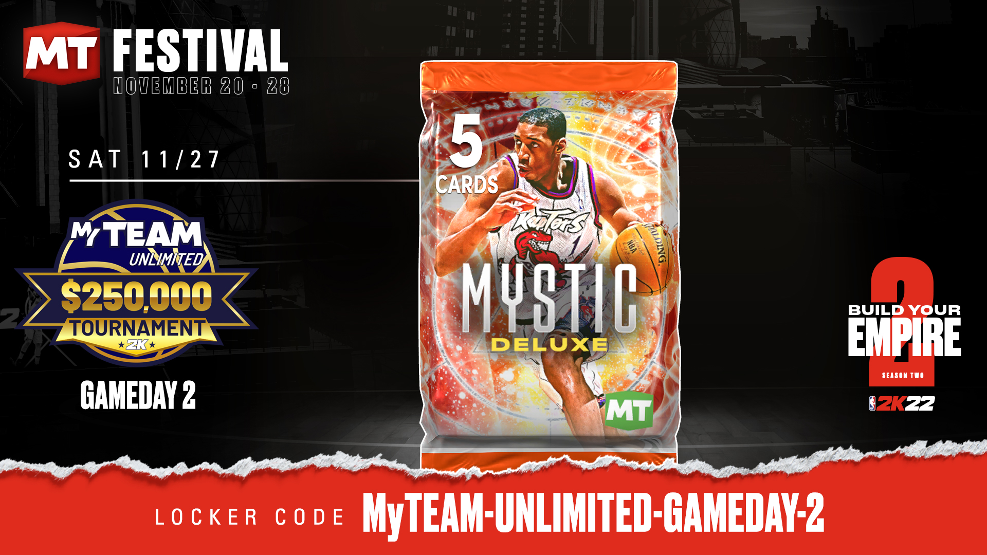 NBA 2K22 MyTEAM on Twitter: "GameDay 2 Locker Code 🚨 Use this code for a Deluxe Mystic Pack ...