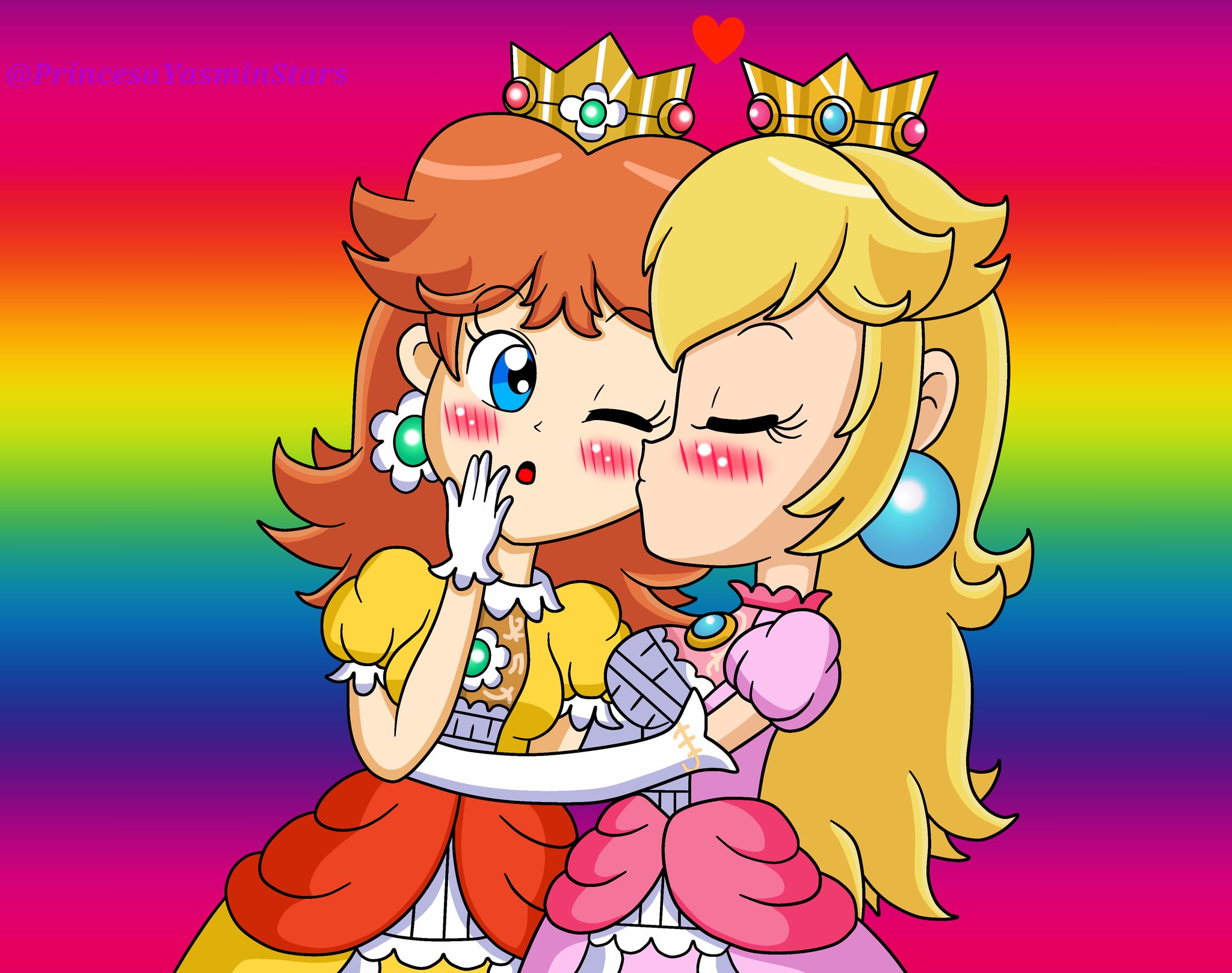 Princess Daisy And Princess Peach Kissing