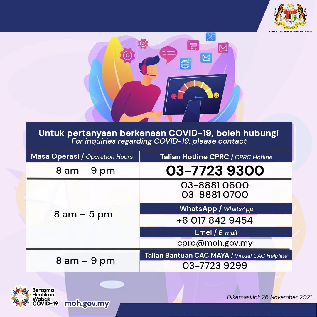 Talian Hotline dan Waktu Operasi Baharu CPRC KKM. KKMalaysia🇲🇾 ...