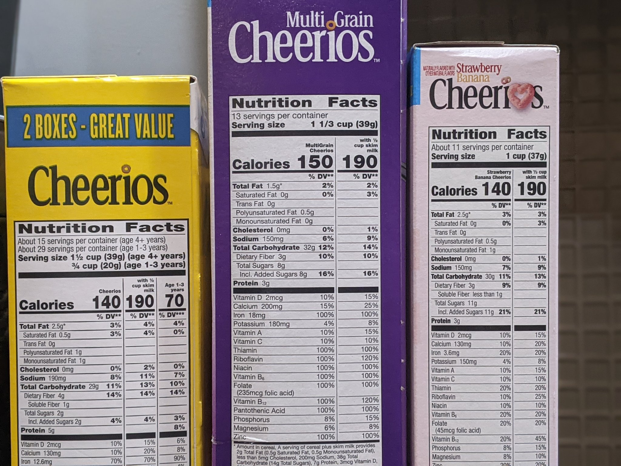 Cheerios Nutrition Label