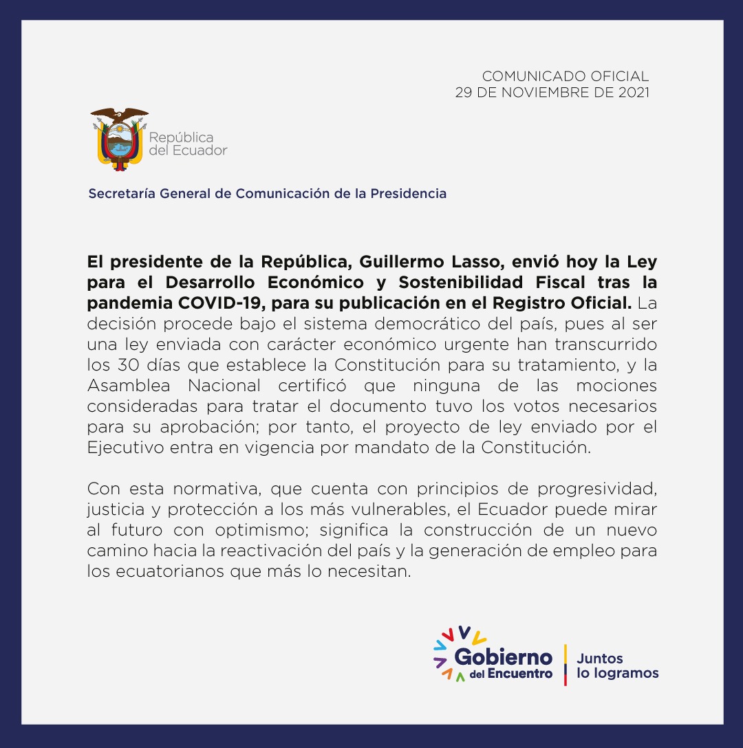 Presidencia Ecu On Twitter Comunicado Oficial El Presidente