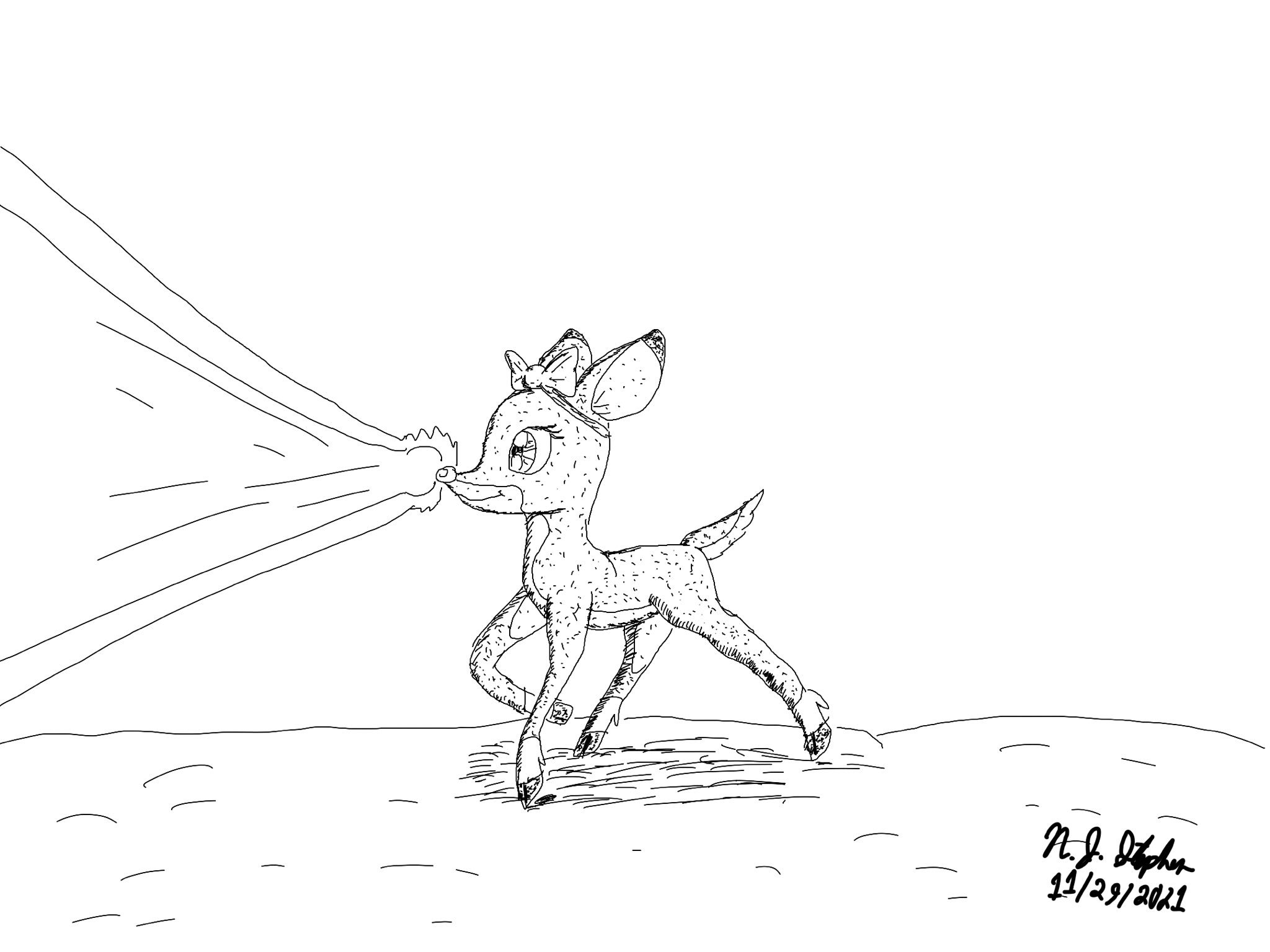 Rudolph Drawing In Pencil