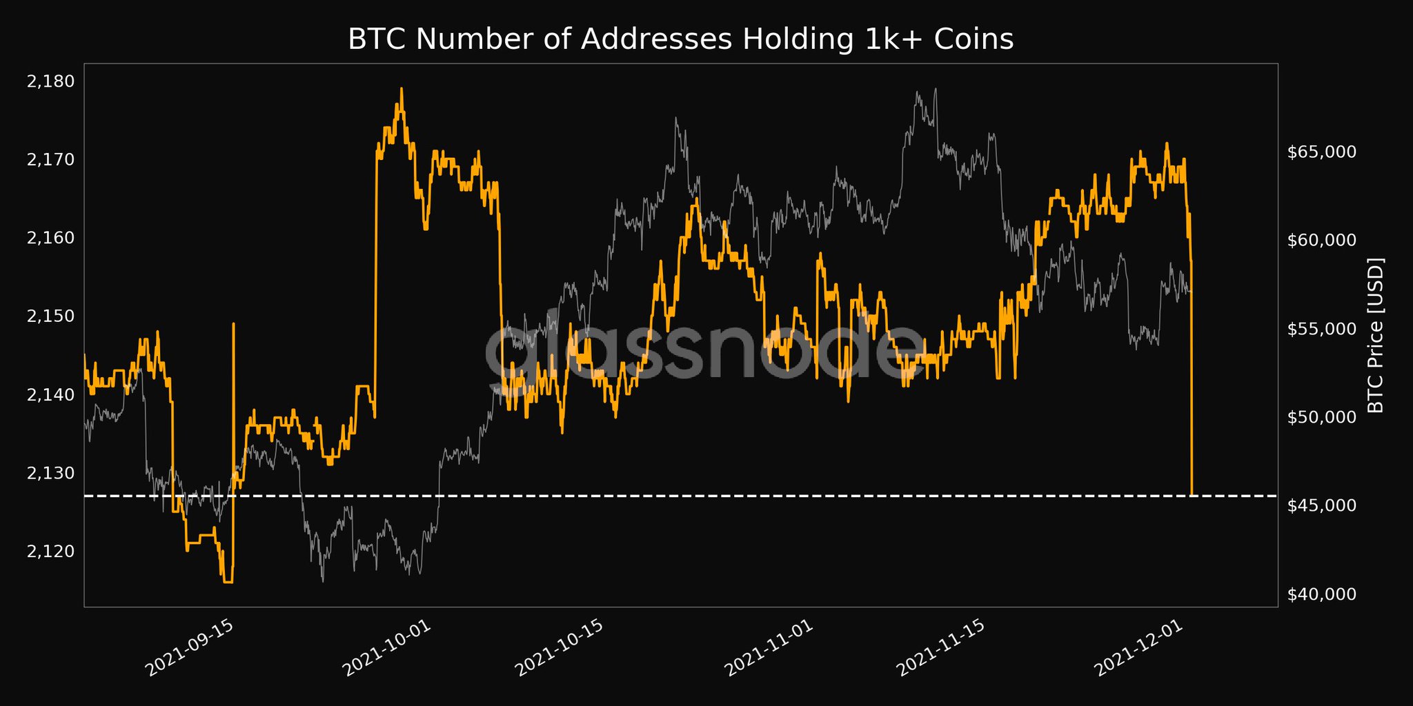 glassnode alerts on Twitter: "📉 #Bitcoin $BTC Number of Addresses Holding 1k+ Coins just reached ...