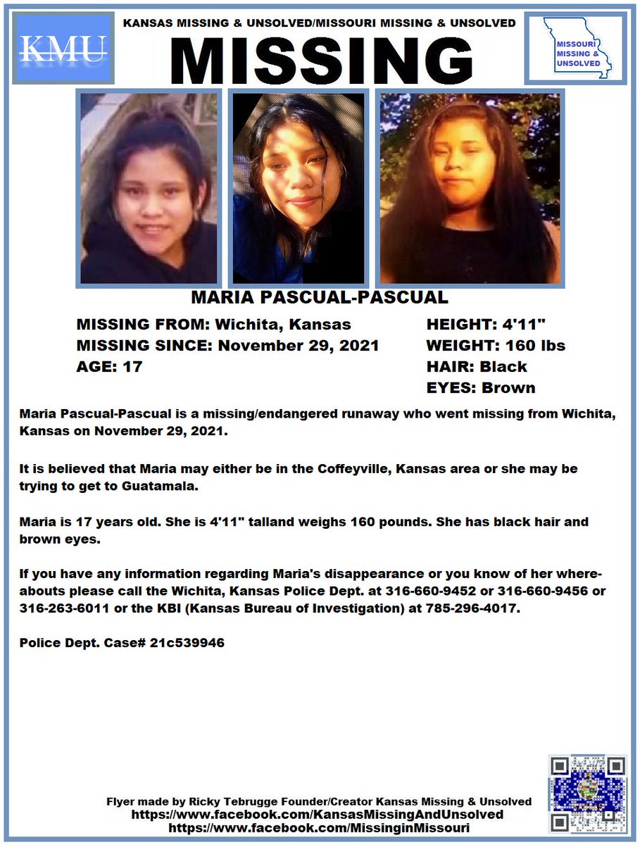 Maria Pascual-Pascual, last seen in Wichita, KS on November 29, 2021 ...