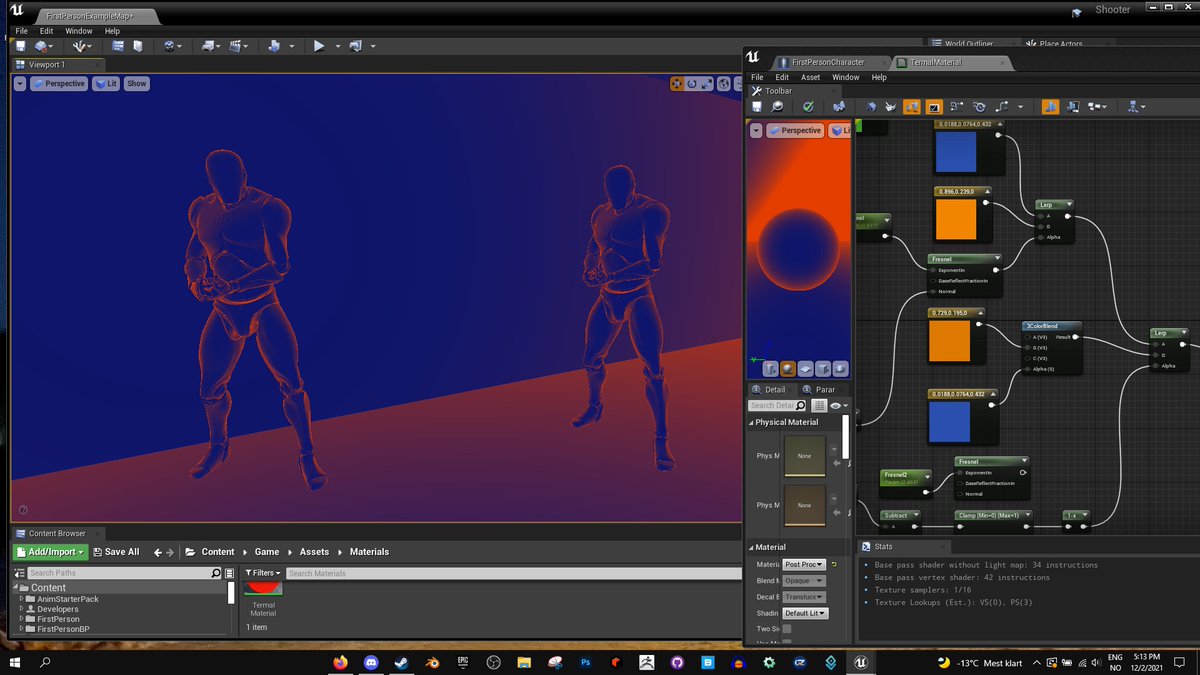 Working on thermal outline for heatseeking stuff #UnrealEngine #UE4 #Gamedev #unrealengine #ue4 ...