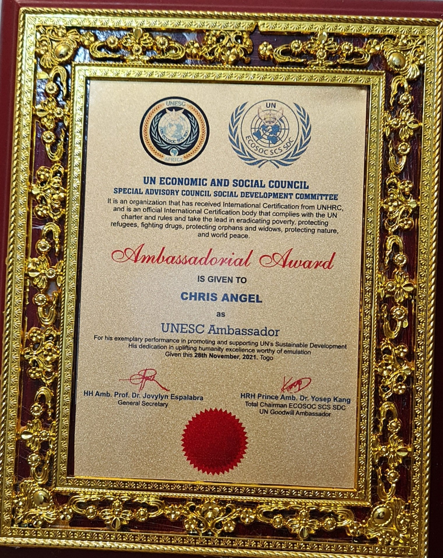 Posthumous Award Certificate Sample