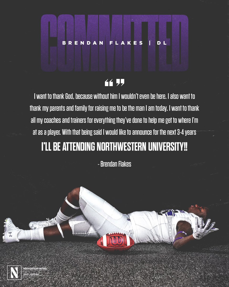 2022 3* DL Brendan Flakes commits to Northwestern : r/CFB